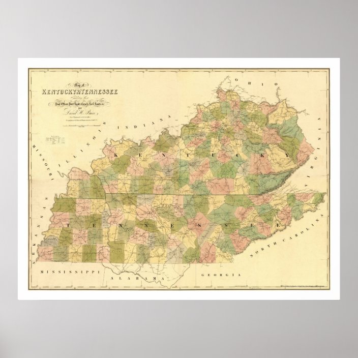 Kentucky & Tennessee Railroad Map 1839 Poster | Zazzle.com
