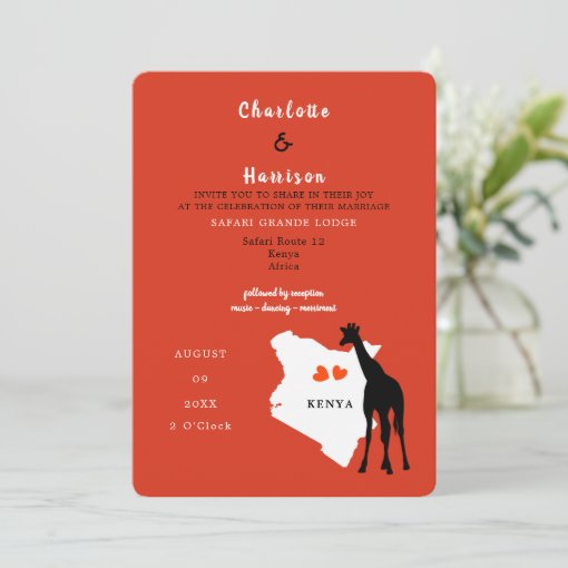 Kenya Africa Wedding Destination Invitation | Zazzle