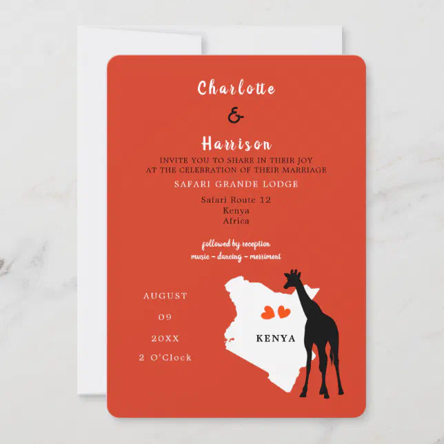 Kenya Africa Wedding Destination Invitation | Zazzle