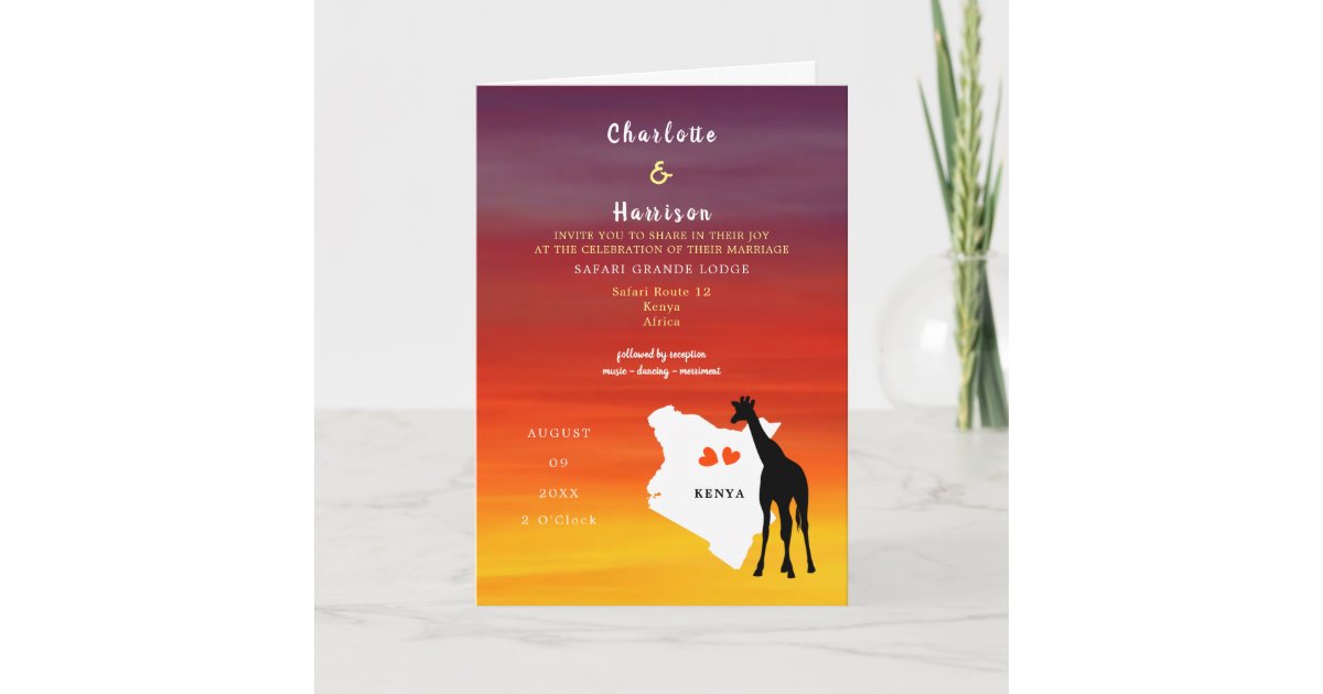 Kenya Africa Wedding Destination Invitation | Zazzle