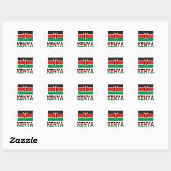 Kenya and Kenyan Flag Classic Round Sticker | Zazzle