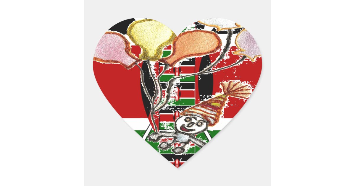 Kenya Birthday Heart Sticker | Zazzle