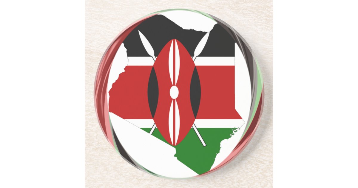 Kenya Celebration Colorful Flag Map Vector Artwork Sandstone Coaster ...