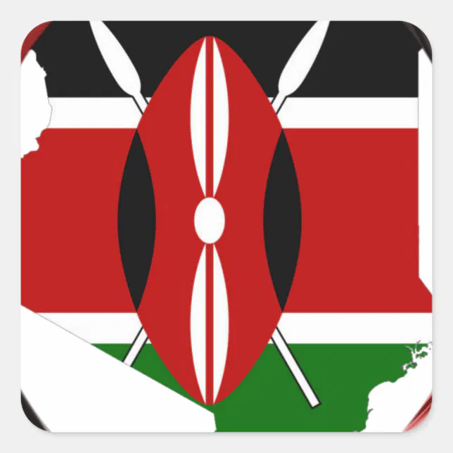 Kenya Celebration Colorful Flag Map Vector Artwork Square Sticker | Zazzle