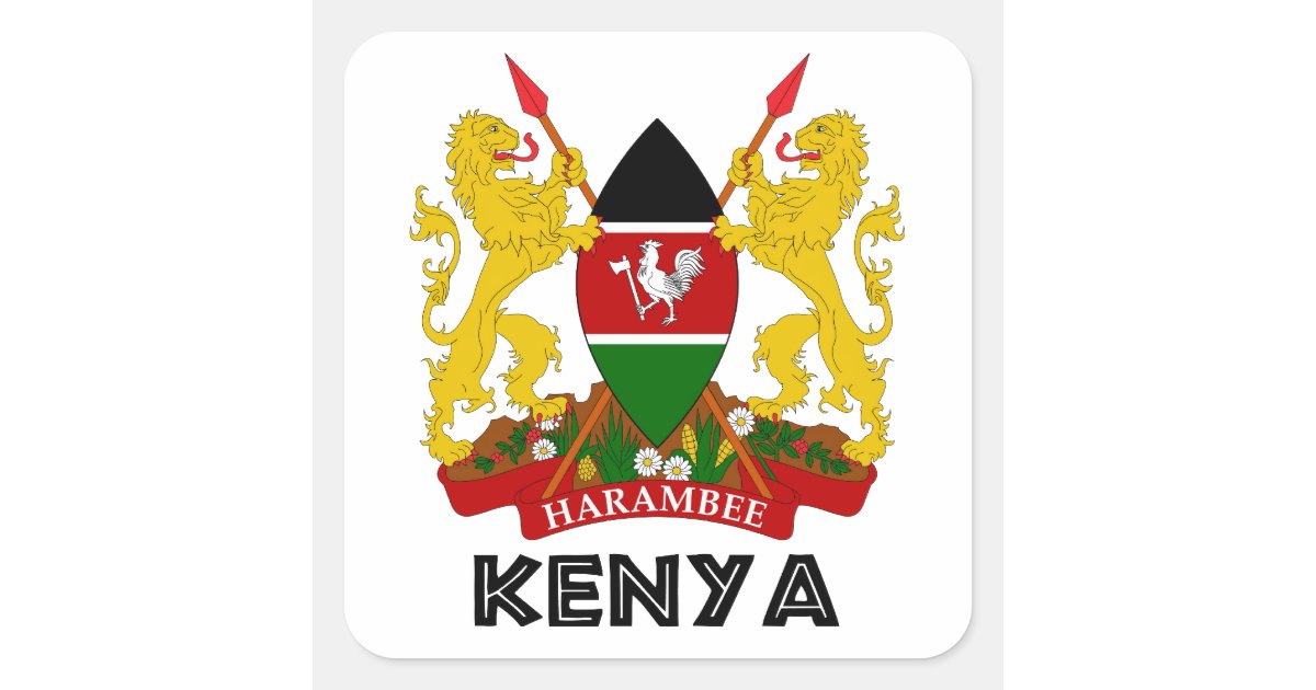 KENYA - emblem / flag / coat of arms / symbol Square Sticker | Zazzle