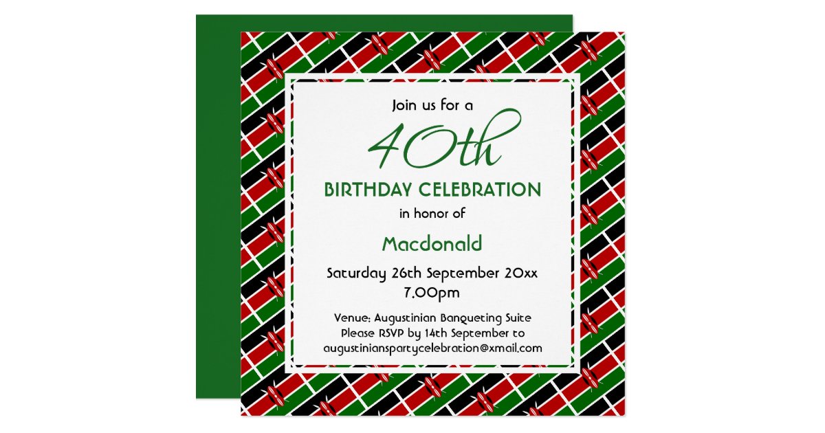 KENYA FLAG Custom Birthday Celebration Invitation | Zazzle.com
