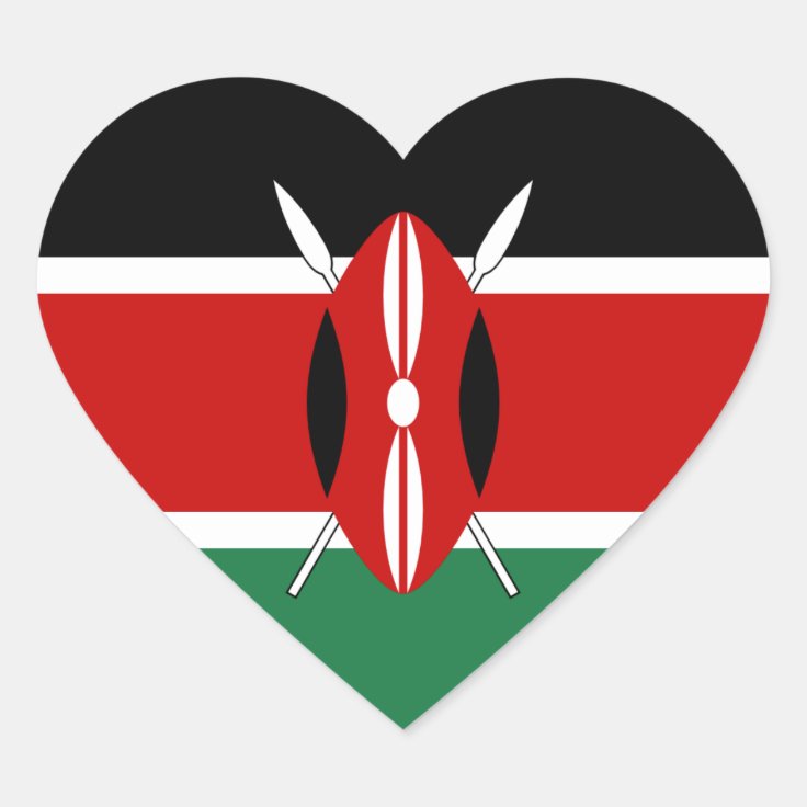Kenya Flag Heart Sticker | Zazzle