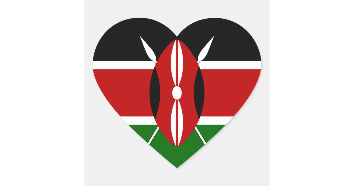 Kenya Flag Heart Sticker | Zazzle