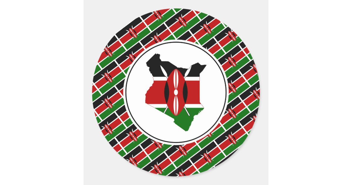 KENYA FLAG Kenyan Map Stylish Patriotic Classic Round Sticker | Zazzle