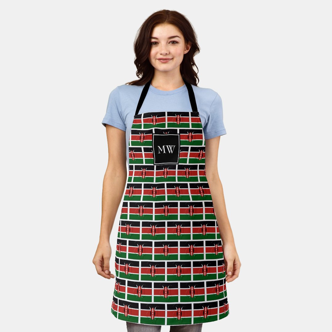 KENYA FLAG | Monogram | Kenyan Apron | Zazzle