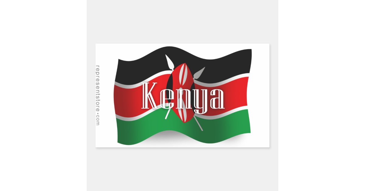 Kenya Waving Flag Rectangular Sticker | Zazzle
