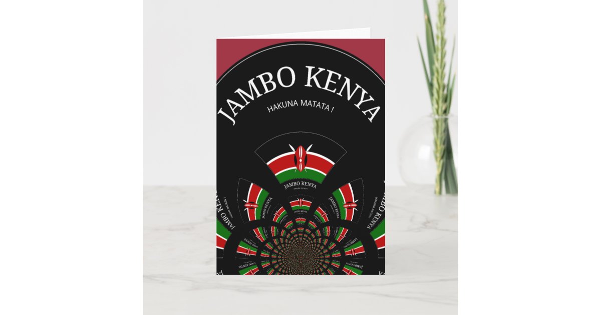 Kenyan Flag Inspired Jambo Welcome Design Art Card | Zazzle