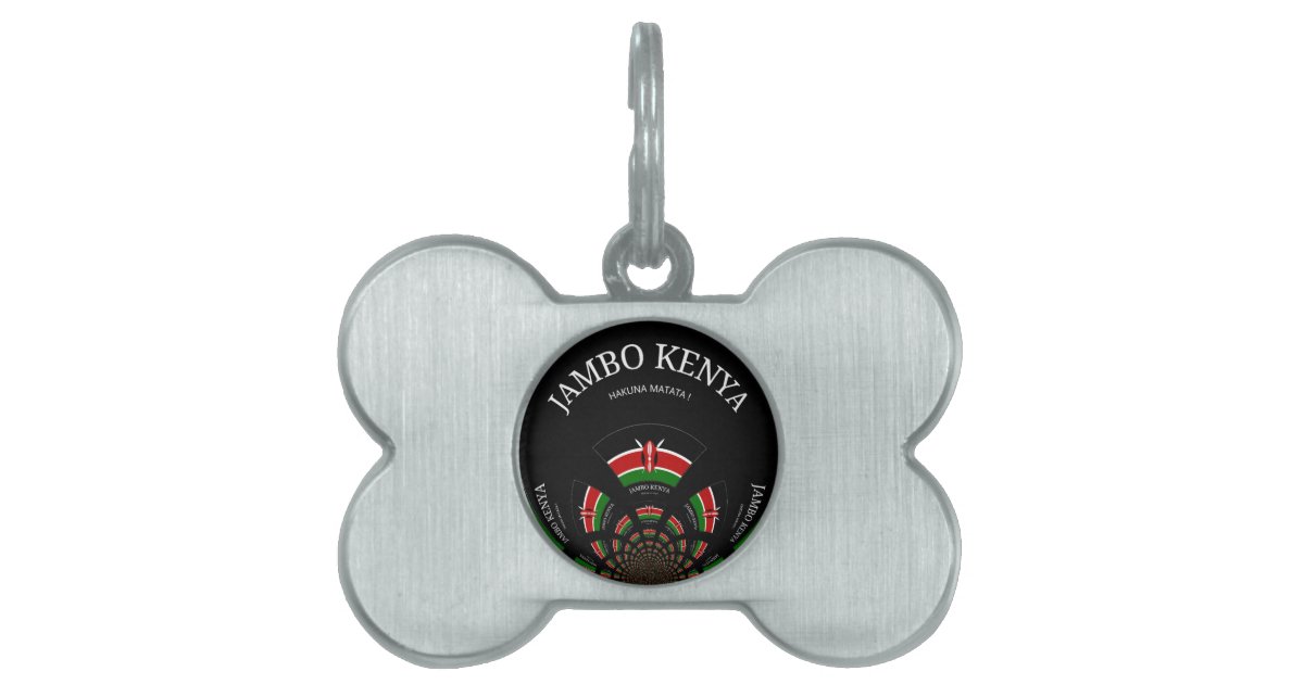 Kenyan Flag Inspired Jambo Welcome Design Art Pet Name Tag | Zazzle