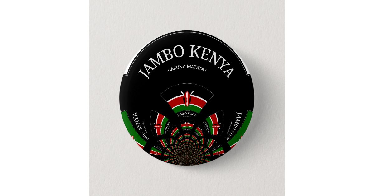 Kenyan Flag Inspired Jambo Welcome Design Art Pinback Button | Zazzle