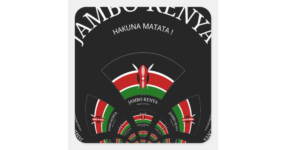 Kenyan Flag Inspired Jambo Welcome Design Art Square Sticker | Zazzle