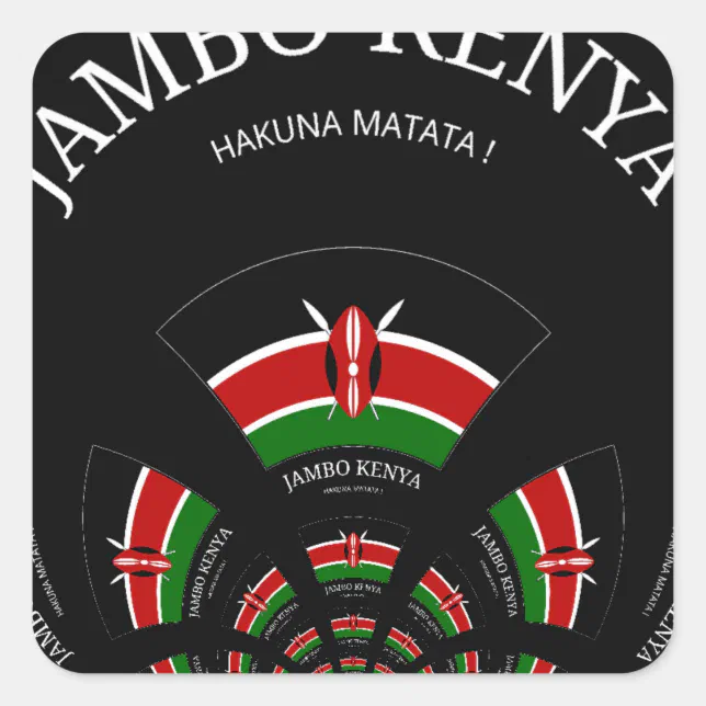 Kenyan Flag Inspired Jambo Welcome Design Art Square Sticker | Zazzle