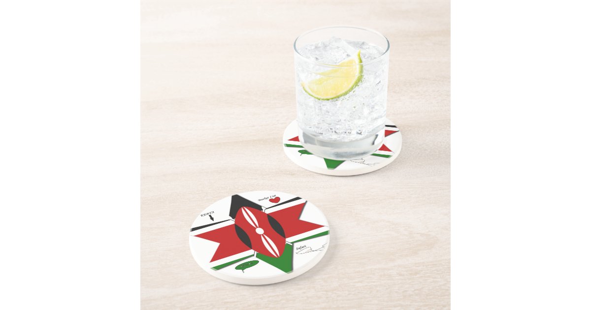 Kenyan Flag Safari: Star Design | Bucket List Idea Coaster | Zazzle