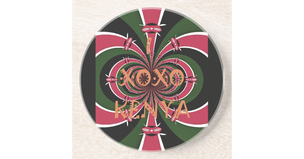 Kenyan Travel Gift – Hugs & Kisses Design Coaster | Zazzle