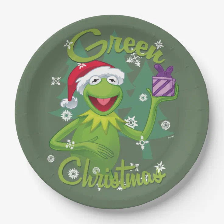 Kermit the Frog | Green Christmas Paper Plates | Zazzle