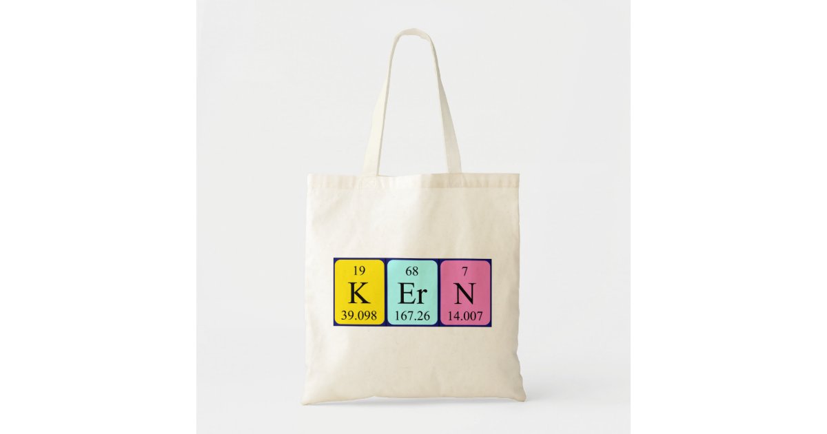 Kern periodic table name tote bag | Zazzle