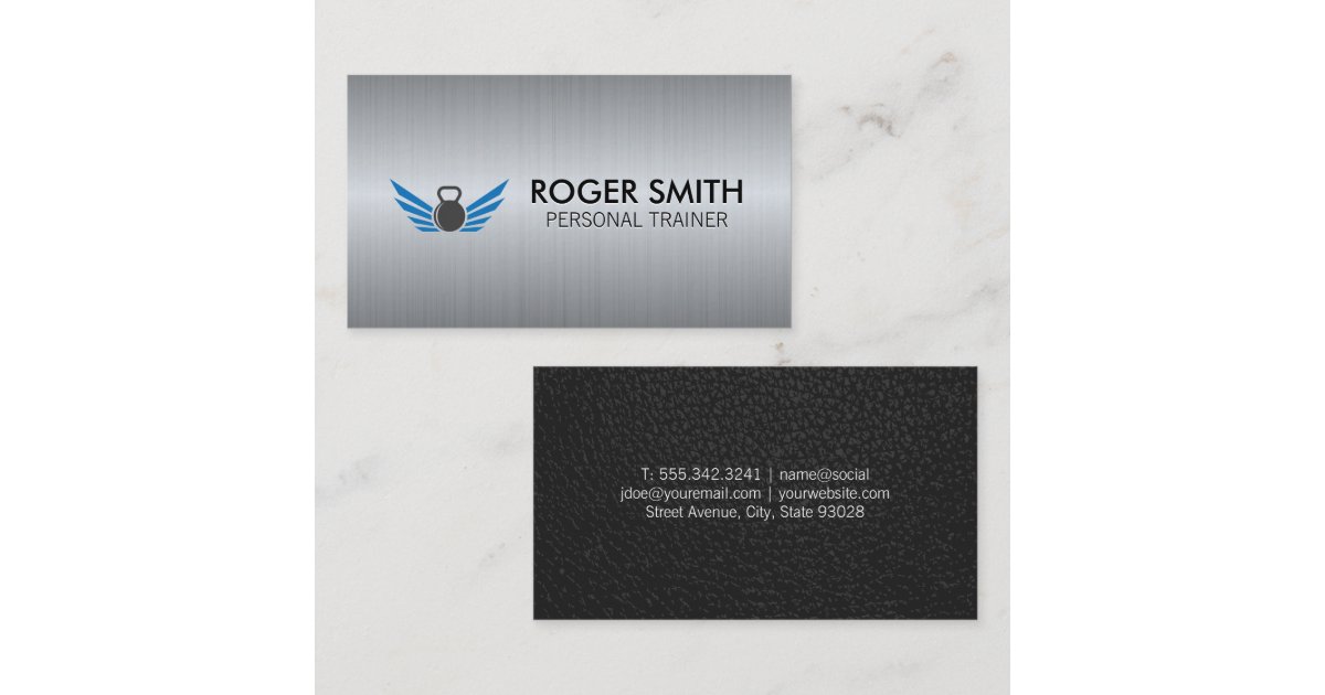 Kettle Bell | Metal Background Business Card | Zazzle
