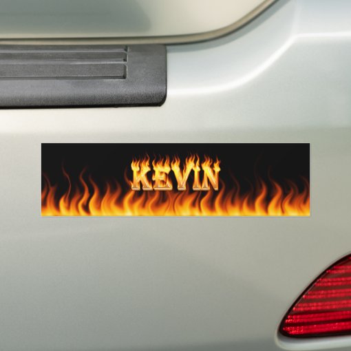 Kevin real fire and flames bumper sticker design | Zazzle