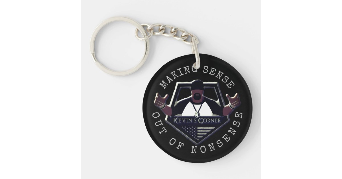 Kevin's Corner Logo with the US Flag Keychain | Zazzle