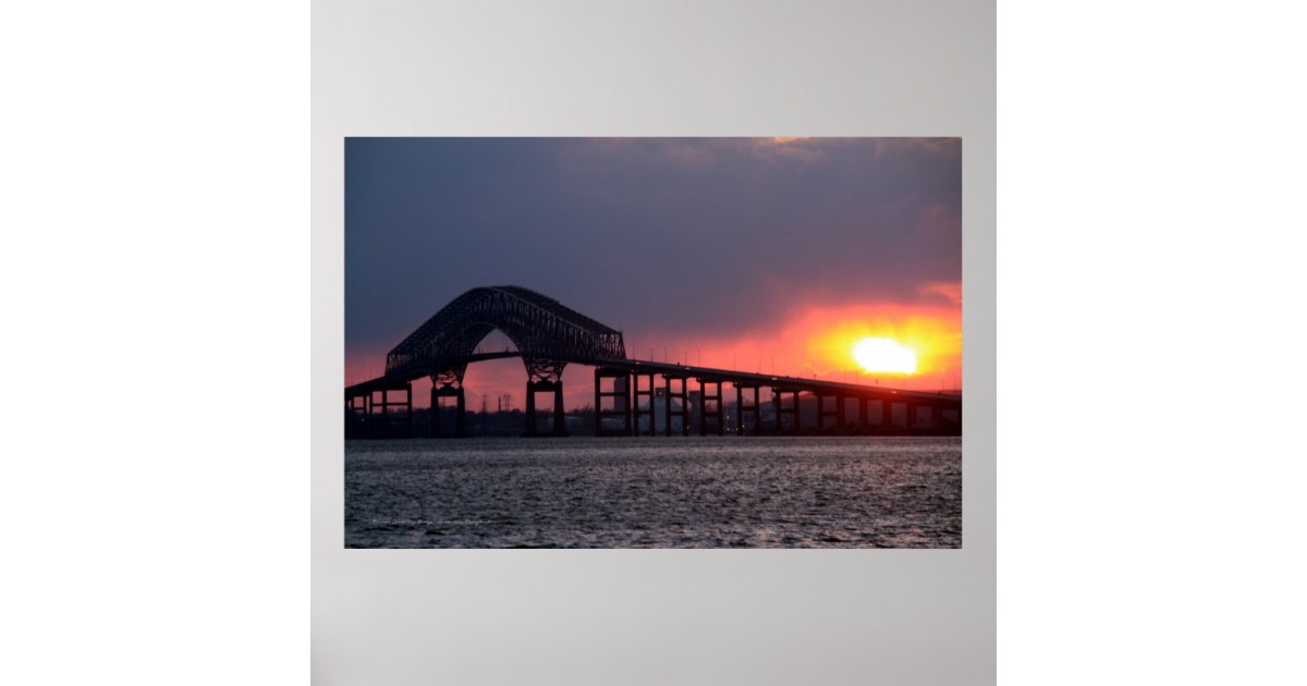 Key Bridge Sunset Print - Baltimore | Zazzle