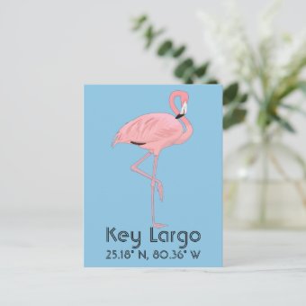 Key Largo FL Keys Flamingo Latitude Longitude Postcard | Zazzle