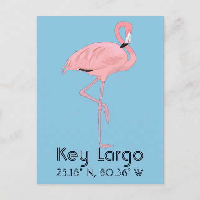 Key Largo FL Keys Flamingo Latitude Longitude Postcard | Zazzle
