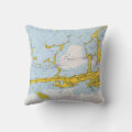Key Largo nautical chart map Throw Pillow | Zazzle