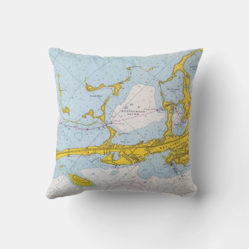 Key Largo nautical chart map Throw Pillow | Zazzle