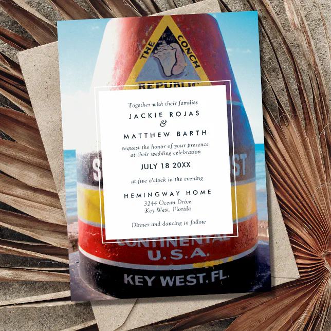 Key West Florida Beach Wedding Invitation | Zazzle