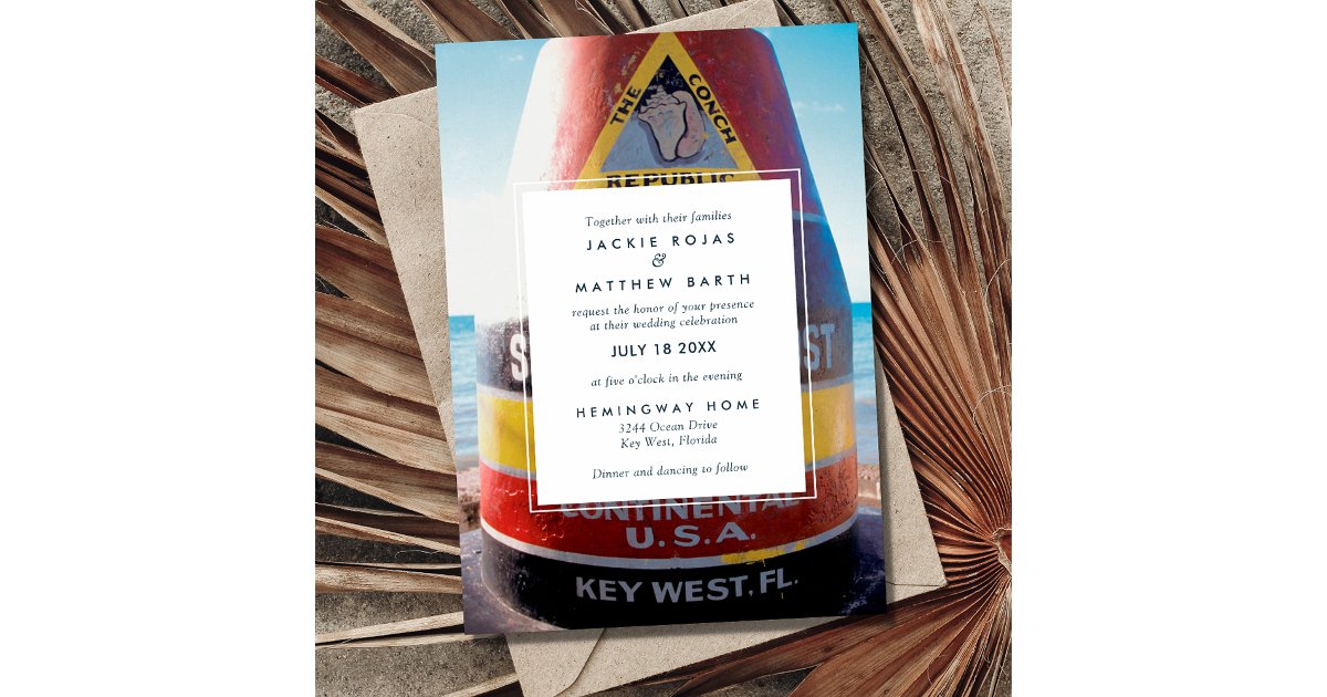 Key West Florida Beach Wedding Invitation | Zazzle