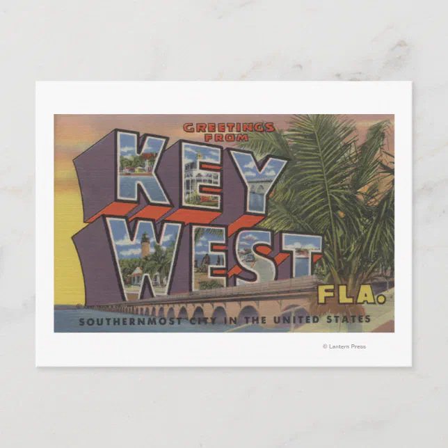 Key West, Florida - Large Letter Scenes Postcard | Zazzle