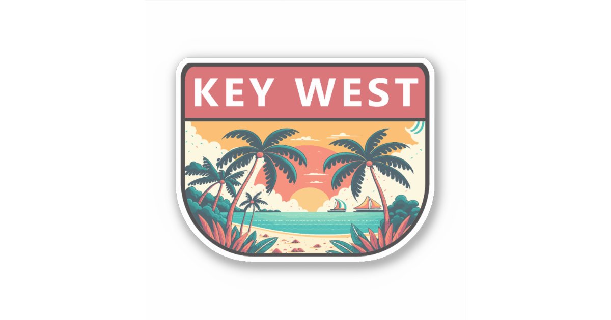Key West Florida Retro Emblem Sticker | Zazzle