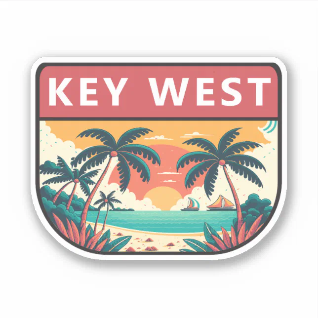 Key West Florida Retro Emblem Sticker | Zazzle