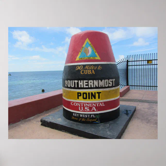 Key West Historic Southernmost Point Buoy Poster | Zazzle