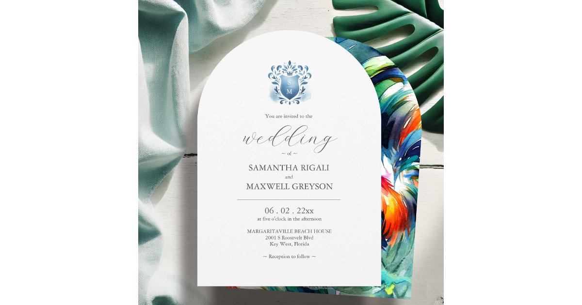 Key West Inspired Tropical Wedding Invitation | Zazzle