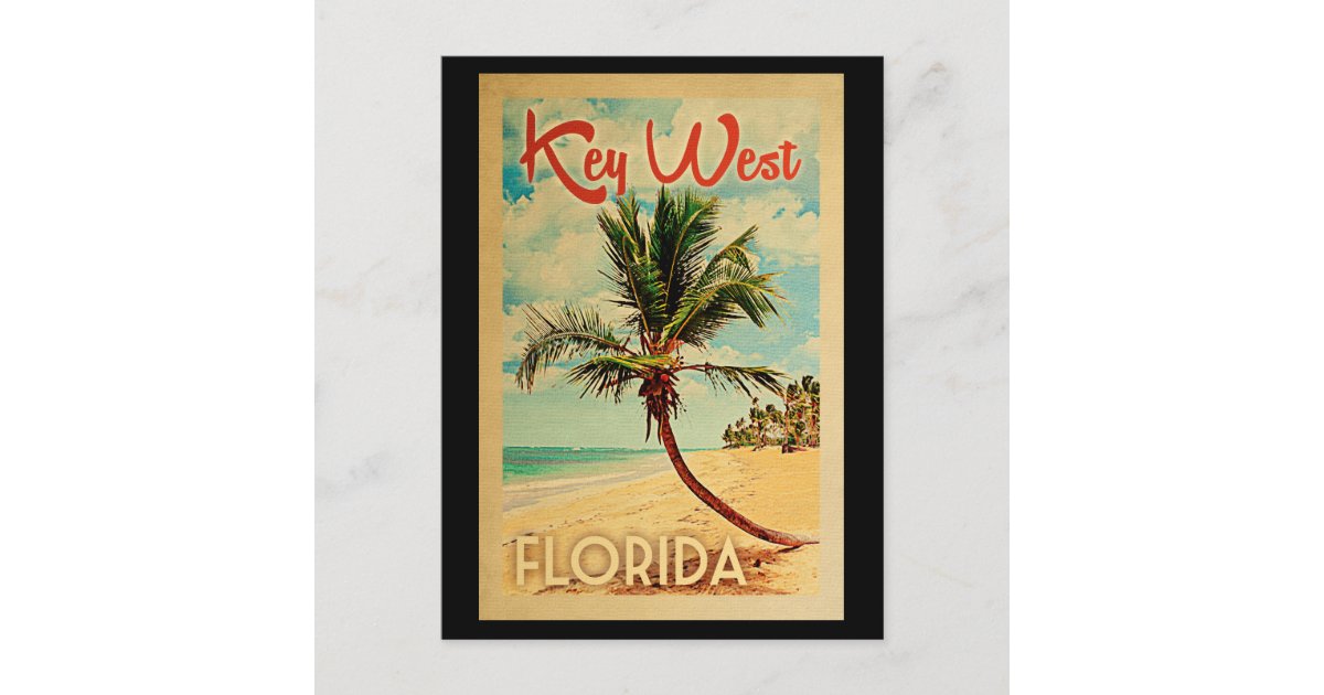 Key West Postcard Florida Palm Tree Beach Vintage | Zazzle
