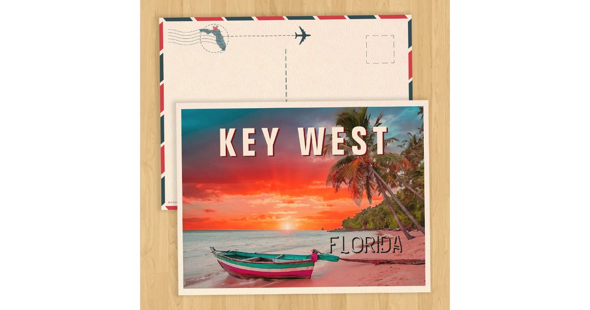 Key West Postcard Florida Palm Tree Beach Vintage | Zazzle