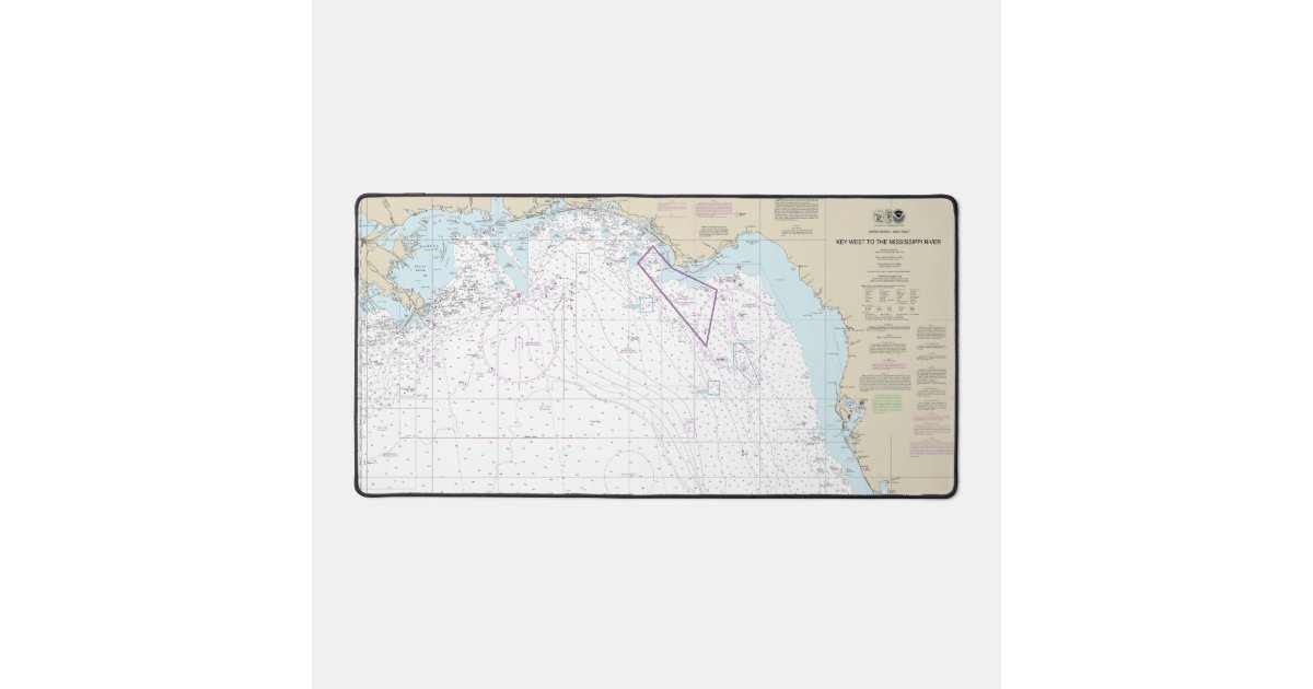 Key West to the Mississippi River Nautical Chart Desk Mat | Zazzle