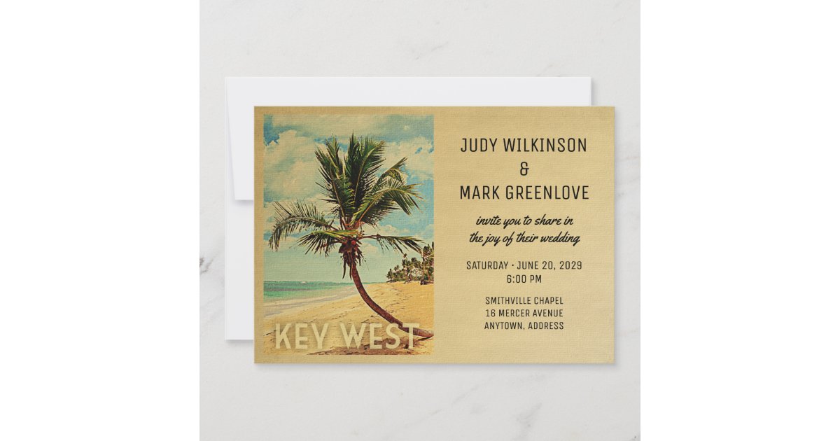 Key West Wedding Invitation Beach Palm Tree | Zazzle