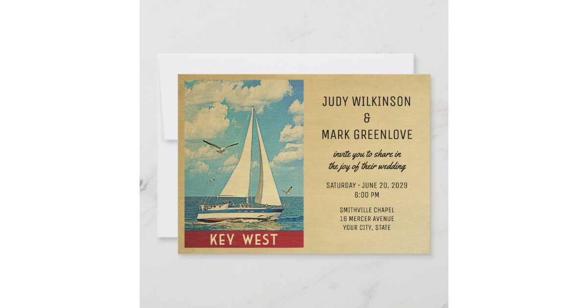 Key West Wedding Invitation Sailboat | Zazzle