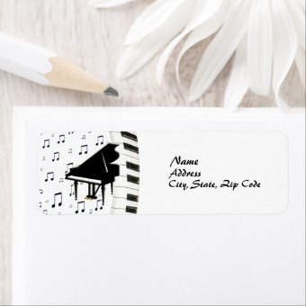 Keyboard Grand Piano and Music Notes Label | Zazzle
