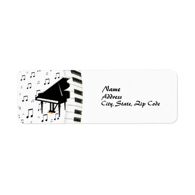 Keyboard Grand Piano and Music Notes Label | Zazzle