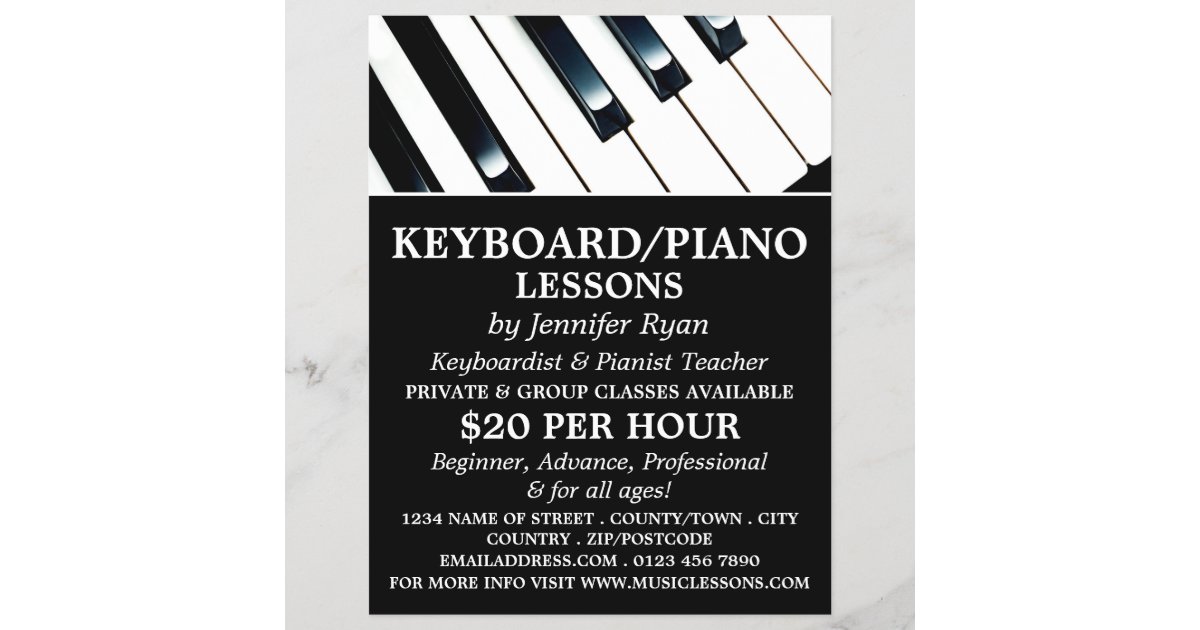 Keyboard Keys, Keyboard, Piano Lessons Flyer | Zazzle