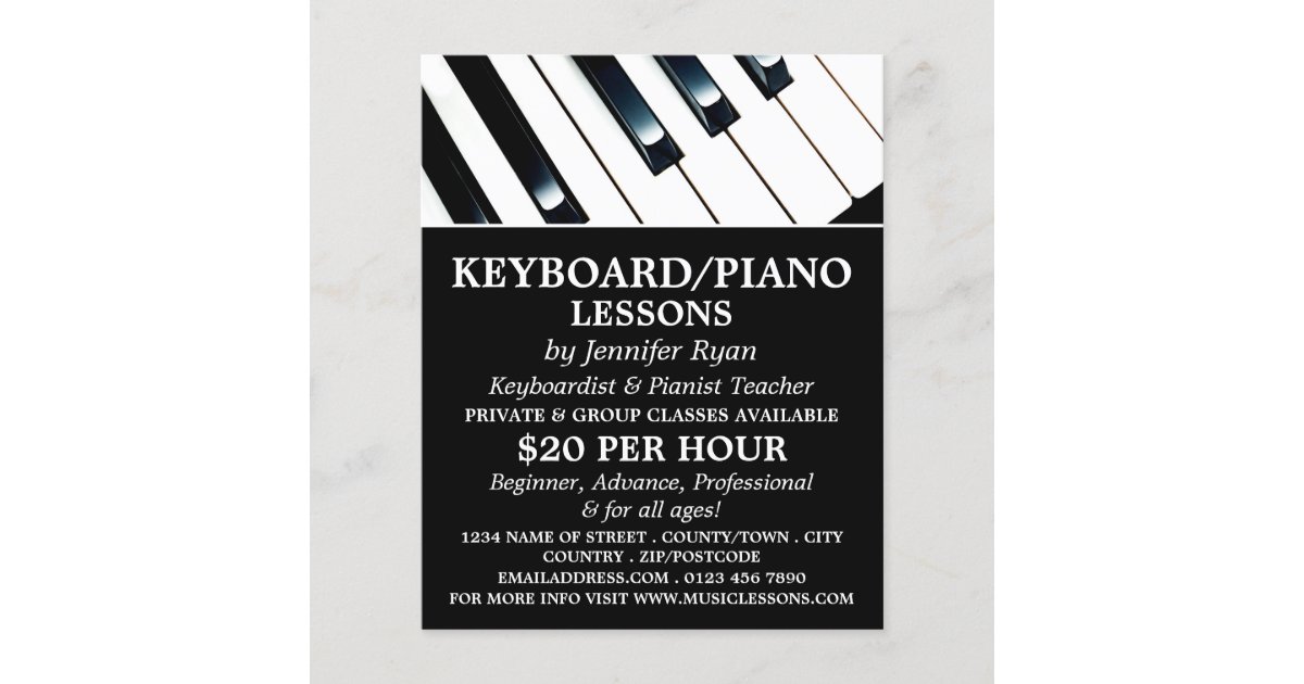 Keyboard Keys, Keyboard, Piano Lessons Flyer | Zazzle