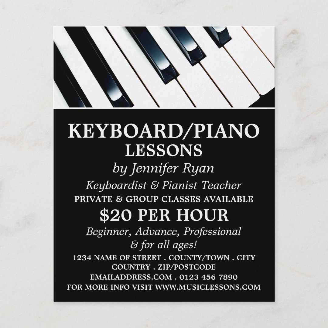 Keyboard Keys, Keyboard, Piano Lessons Flyer | Zazzle