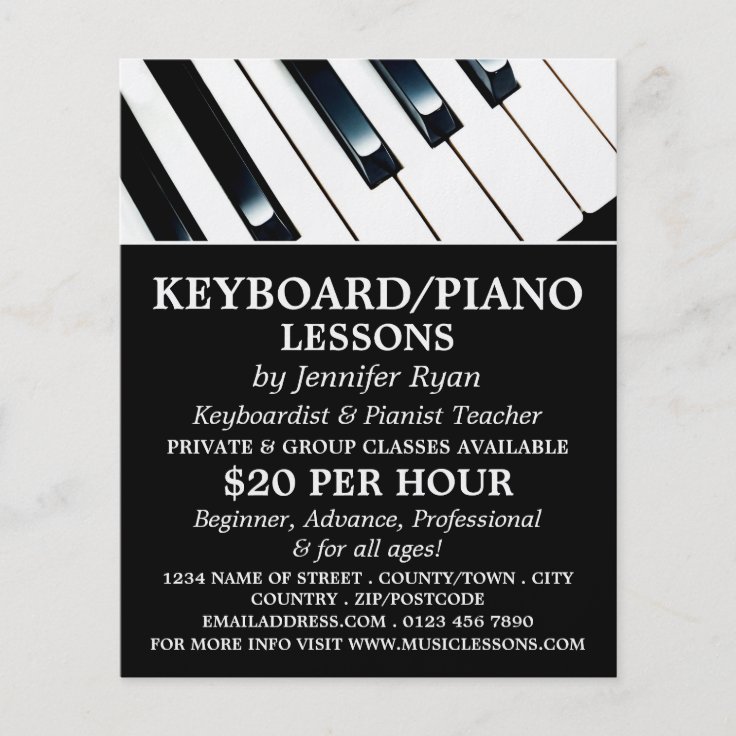 Keyboard Keys, Keyboard, Piano Lessons Flyer | Zazzle